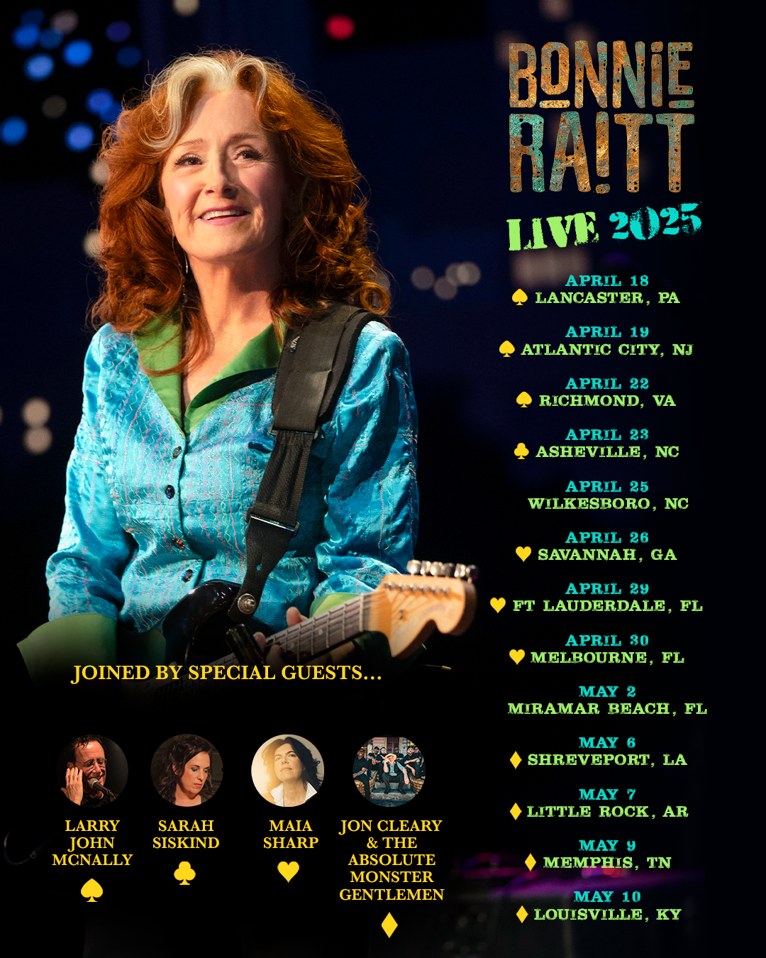 Special Guests announced for April/May 2025 tour dates! | BonnieRaitt.com